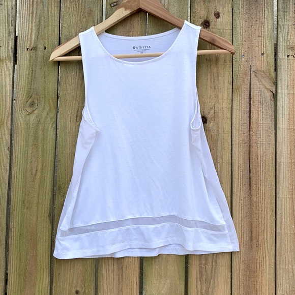 Athleta | Tops | Euc Athleta White Mesh Workout Tank Top | Poshmark